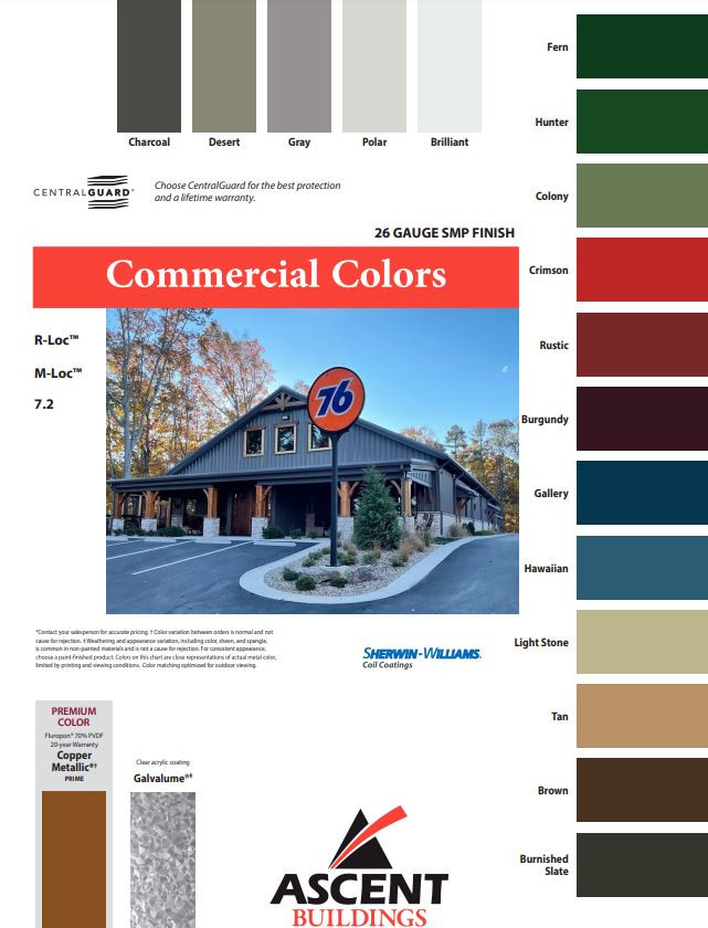 Commercial Color Chart – Ascent Buildings, LLC